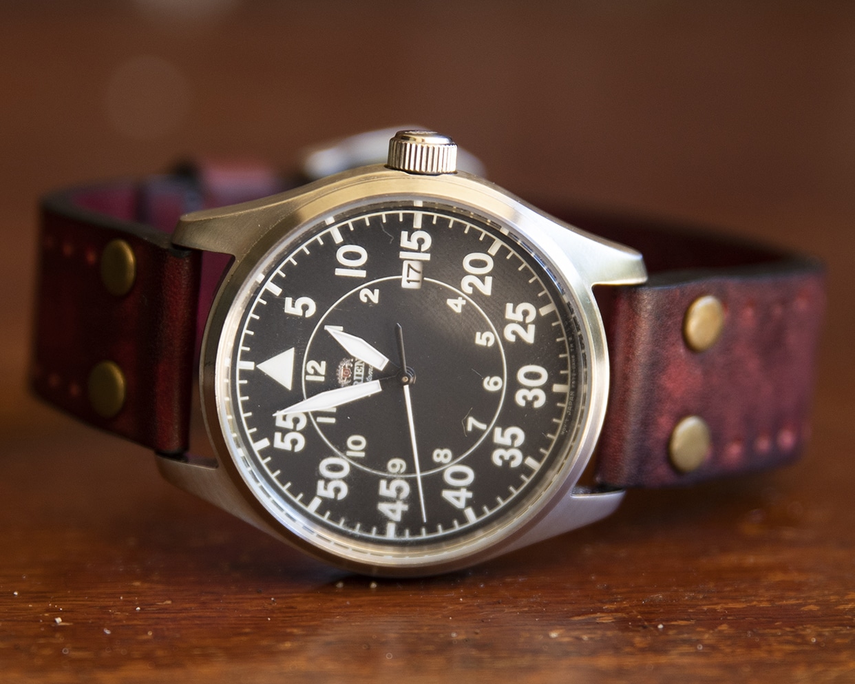 Pilot Rivet Vintage Style Leather Watch Strap - LeatherStraps.com.au