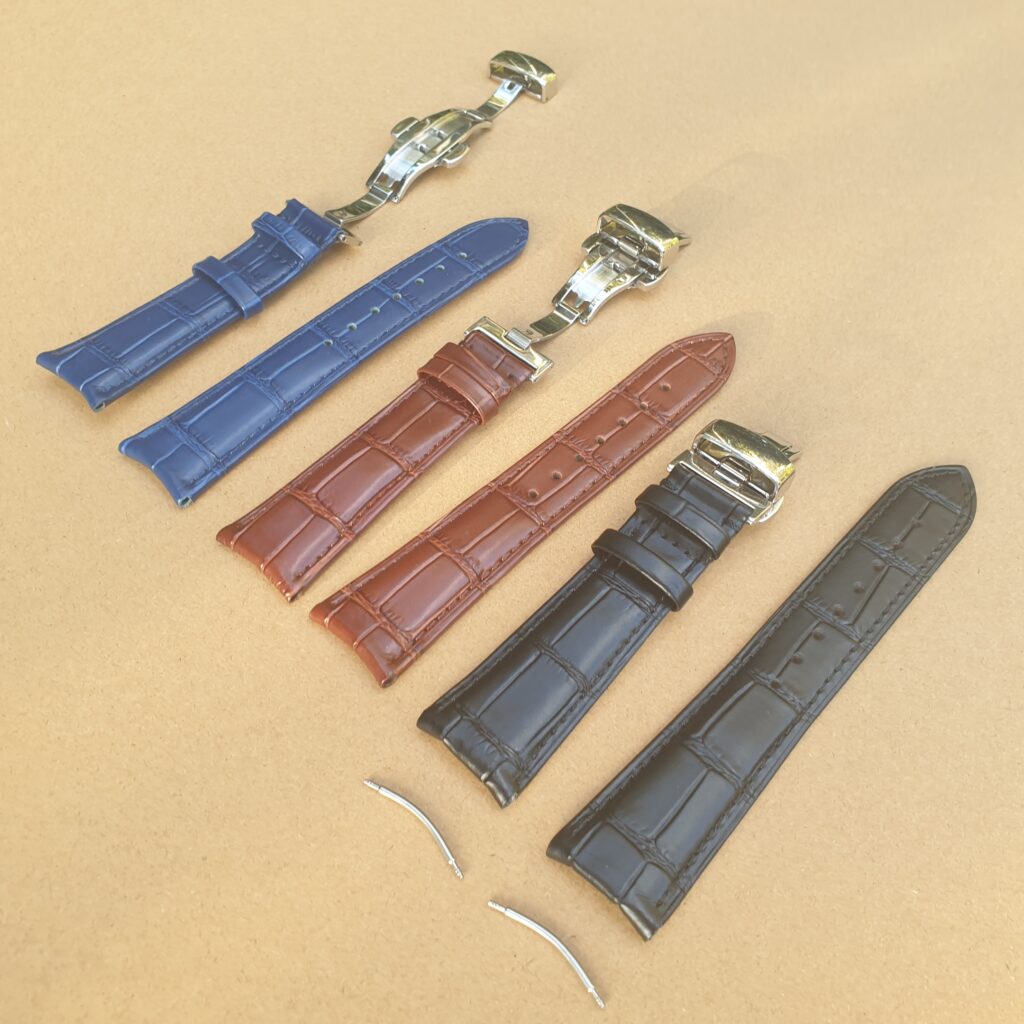 Curved Lug Alligator Patterned Leather Watch Strap / Clasp or buckle ...