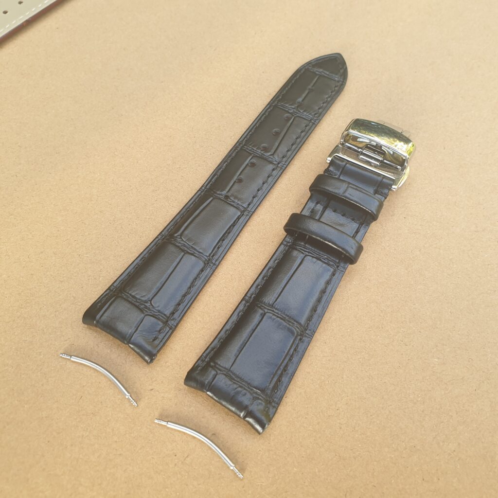 Curved Lug Alligator Patterned Leather Watch Strap / Clasp or buckle ...