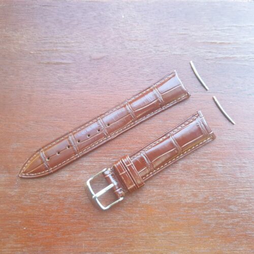 Curved Lug Alligator Patterned Leather Watch Strap / Clasp or buckle ...