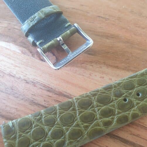 Alligator Skin Watch Strap / Flat Soft Thin / Green / Quick Release ...