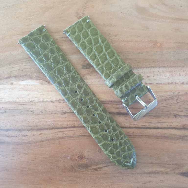 Alligator Skin Watch Strap / Flat Soft Thin / Green / Quick Release ...