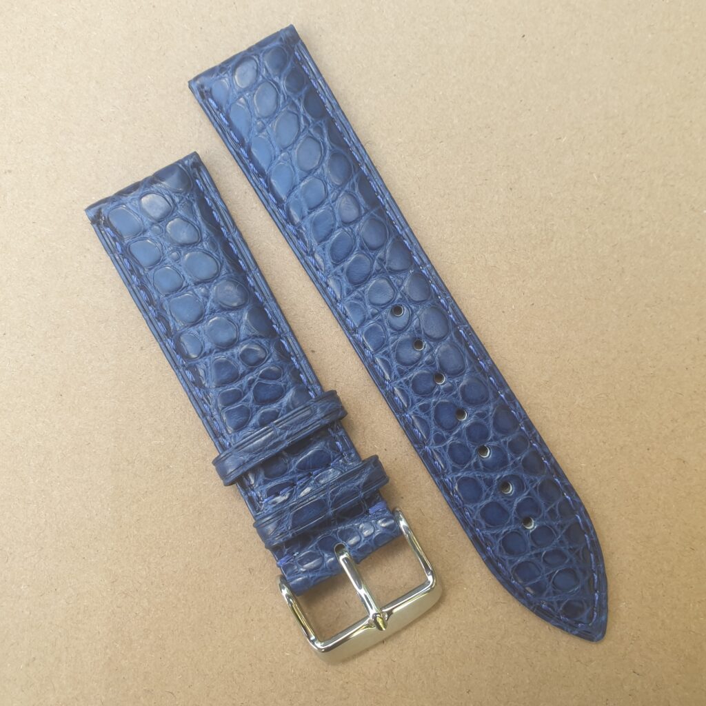 Alligator Leather Watch Strap Blue / Buckle / Clasp - LeatherStraps.com.au