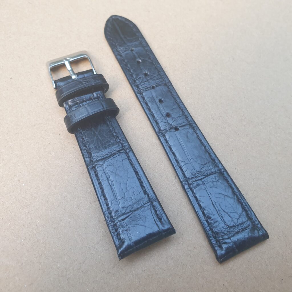Crocodile Skin Watch Strap / Thin and Soft / Black - Leather Watch ...